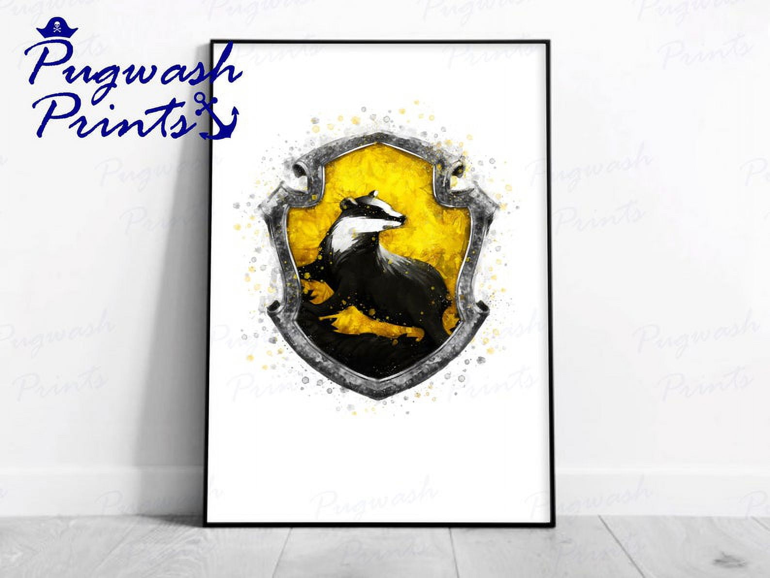 Poster Hogwarts House Print 'HUFFLEPUFF' Watercolour Splash Art, Wizard ...