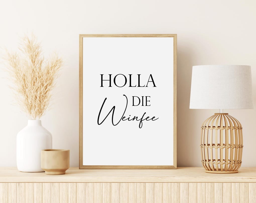 Poster Holla The Winefee Poster Kitchen Gift Wine ,Decor For Living ...
