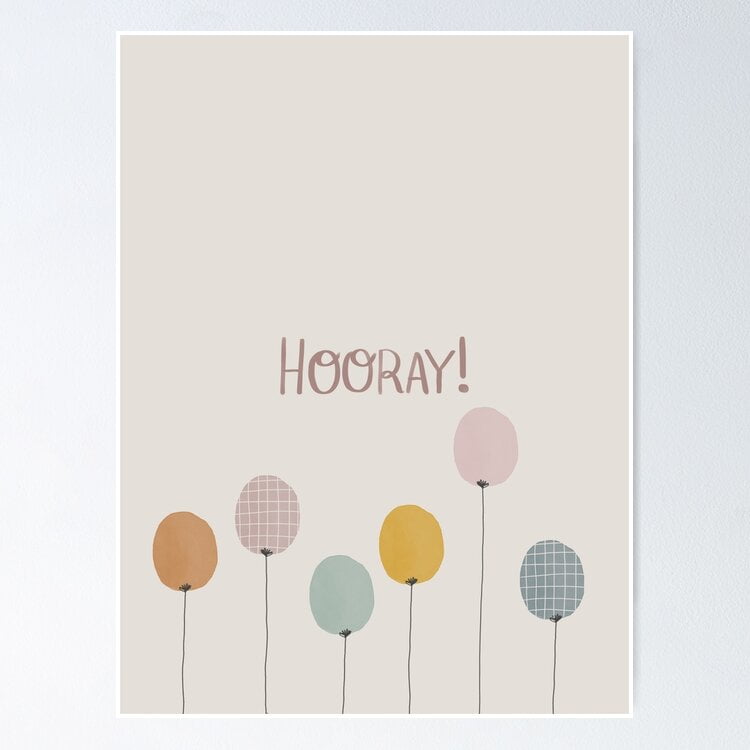 Poster Hooray Pastel Balloons Art Print - Unframed Poster, 12x18 ...