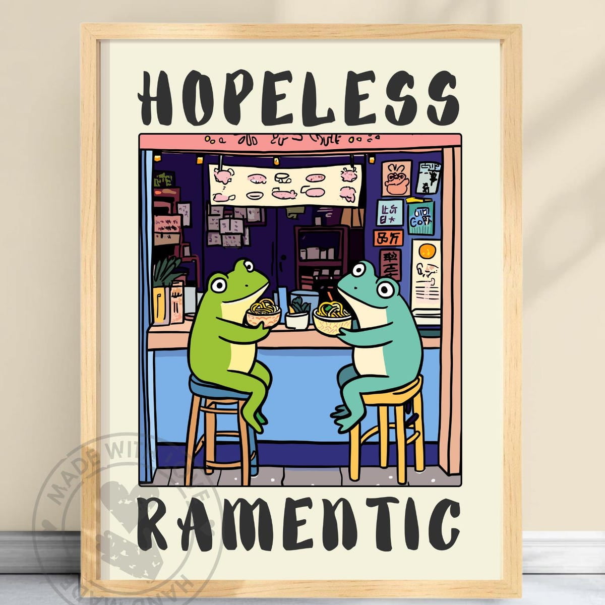 Poster Hopelessly Ramentic Frog Poster Â€“ Kawaii Ramen Shop Art, Cute ...