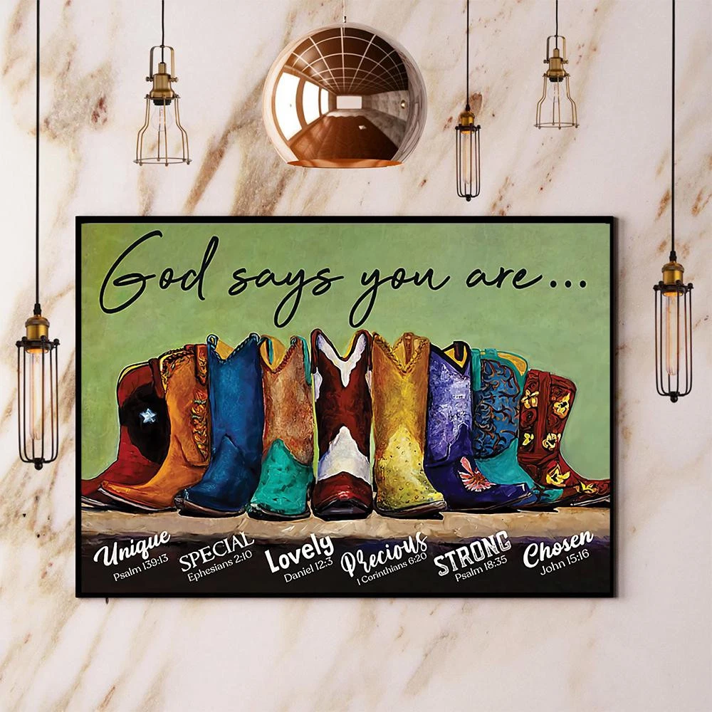 Poster Horse God Says You Are Unique Cowboys - UNFRAMED Poster Prints ...