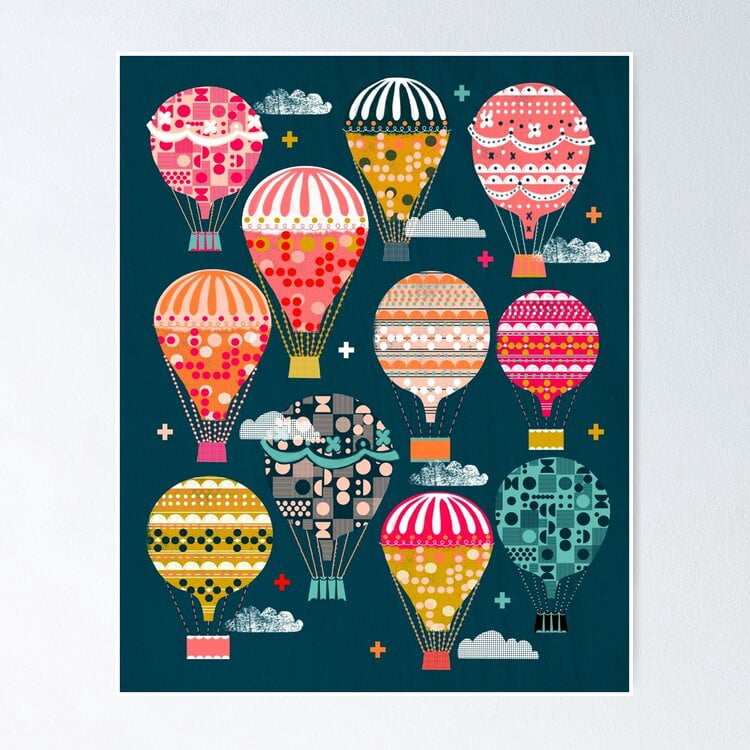 Poster Hot Air Balloons - Retrovintage-Inspired Print And Pattern By ...
