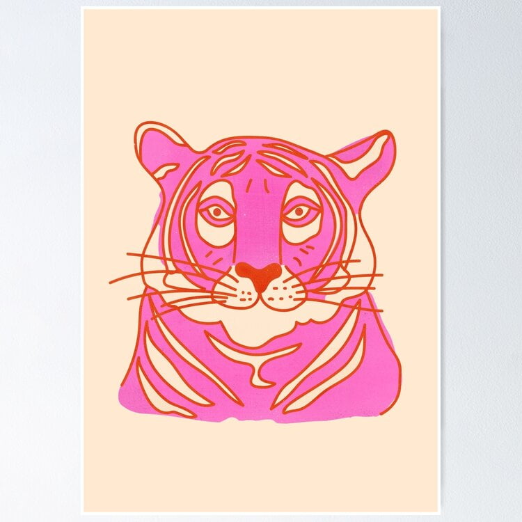 Poster Hot Pink Tiger Portrait Poster No Framed, 12x18 - Walmart.com
