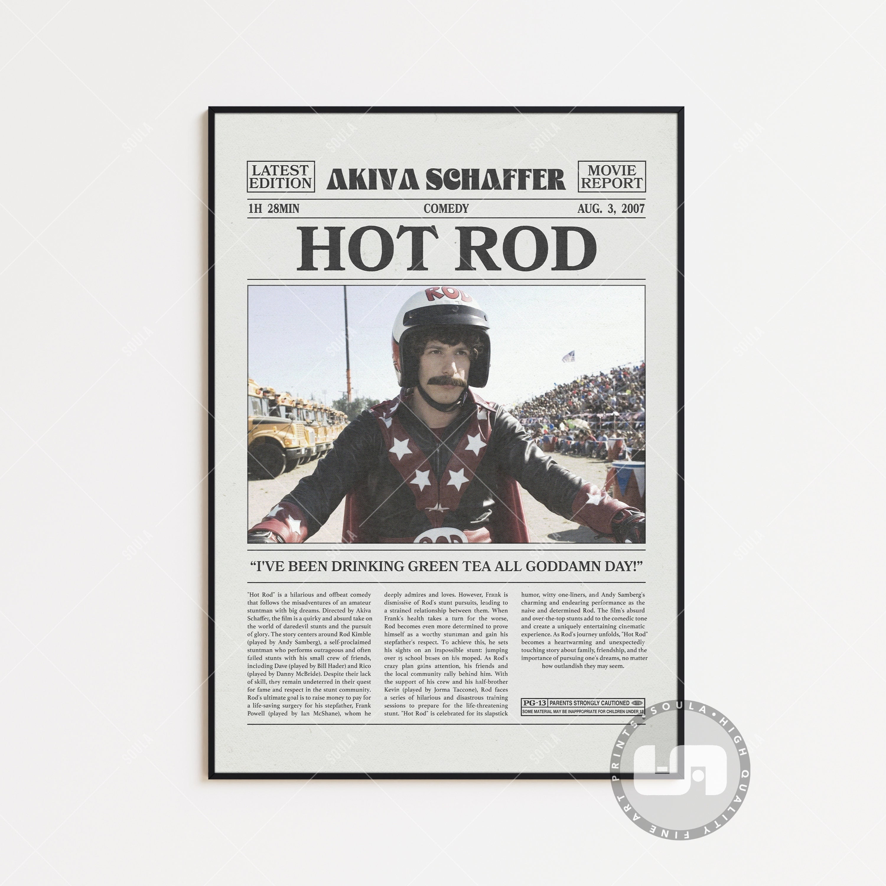 Poster Hot Rod Poster , Akiva Schaffer, Retro Newspaper Movie Poster ...