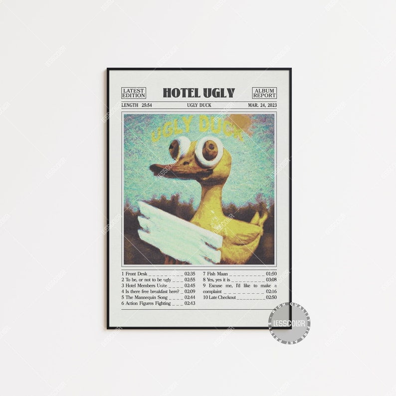 Poster Hotel Ugly Retro Newspaper Print, Ugly Duck Poster , Hotel Ugly ...