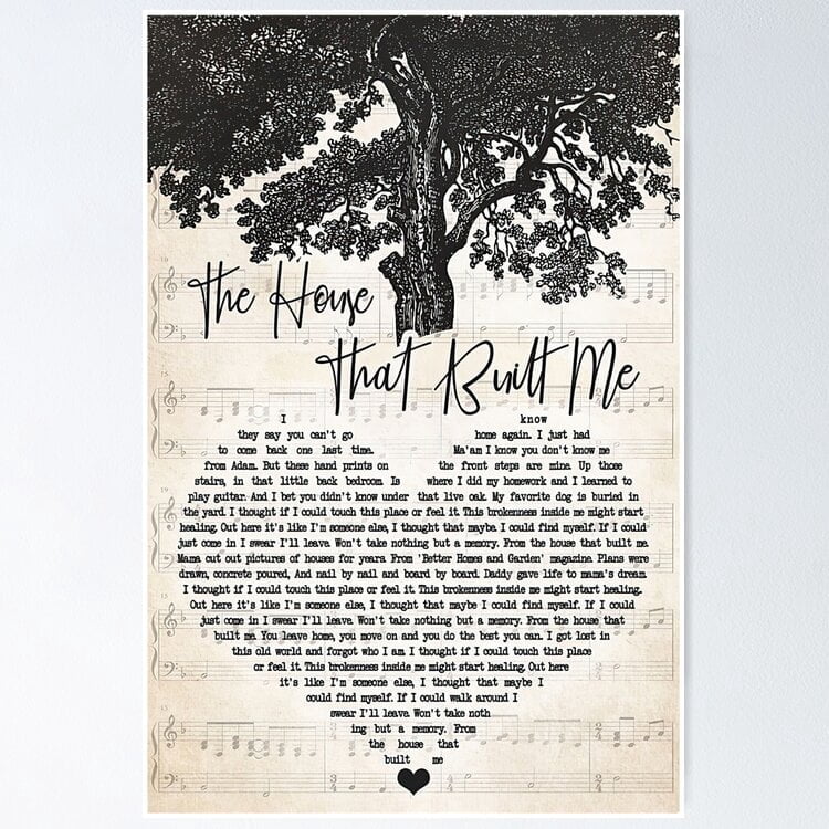 Poster The House That Built Me Lyrics, Miranda Lambert Lovers, Vintage ...