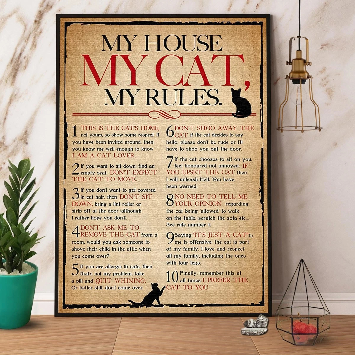 Poster My House My Cat My Rules Cat Lover - UNFRAMED Poster Prints ...