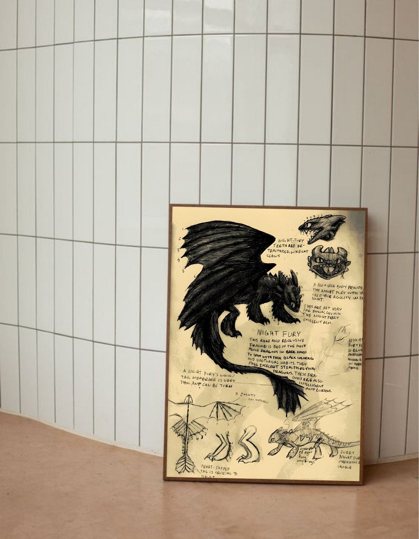 POSTER How To Train Your Dragon Wall Art, Tootless Wall Art, Vintage ...