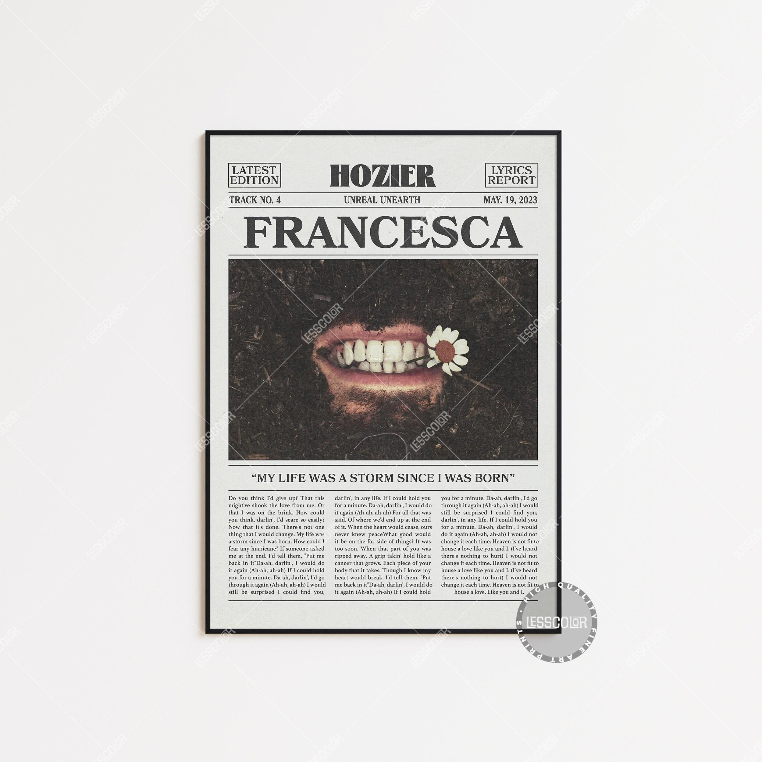 Poster Hozier Retro Newspaper Print, Francesca Poster , Francesca ...