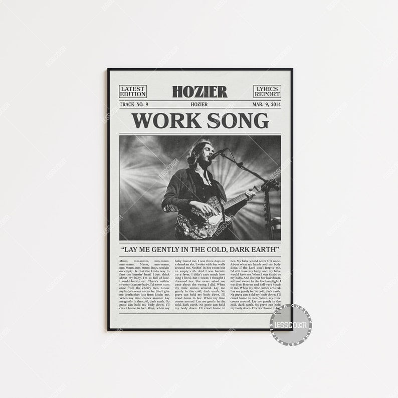 POSTER Hozier Retro Newspaper Print, Work Song Poster, Work Song Lyrics ...