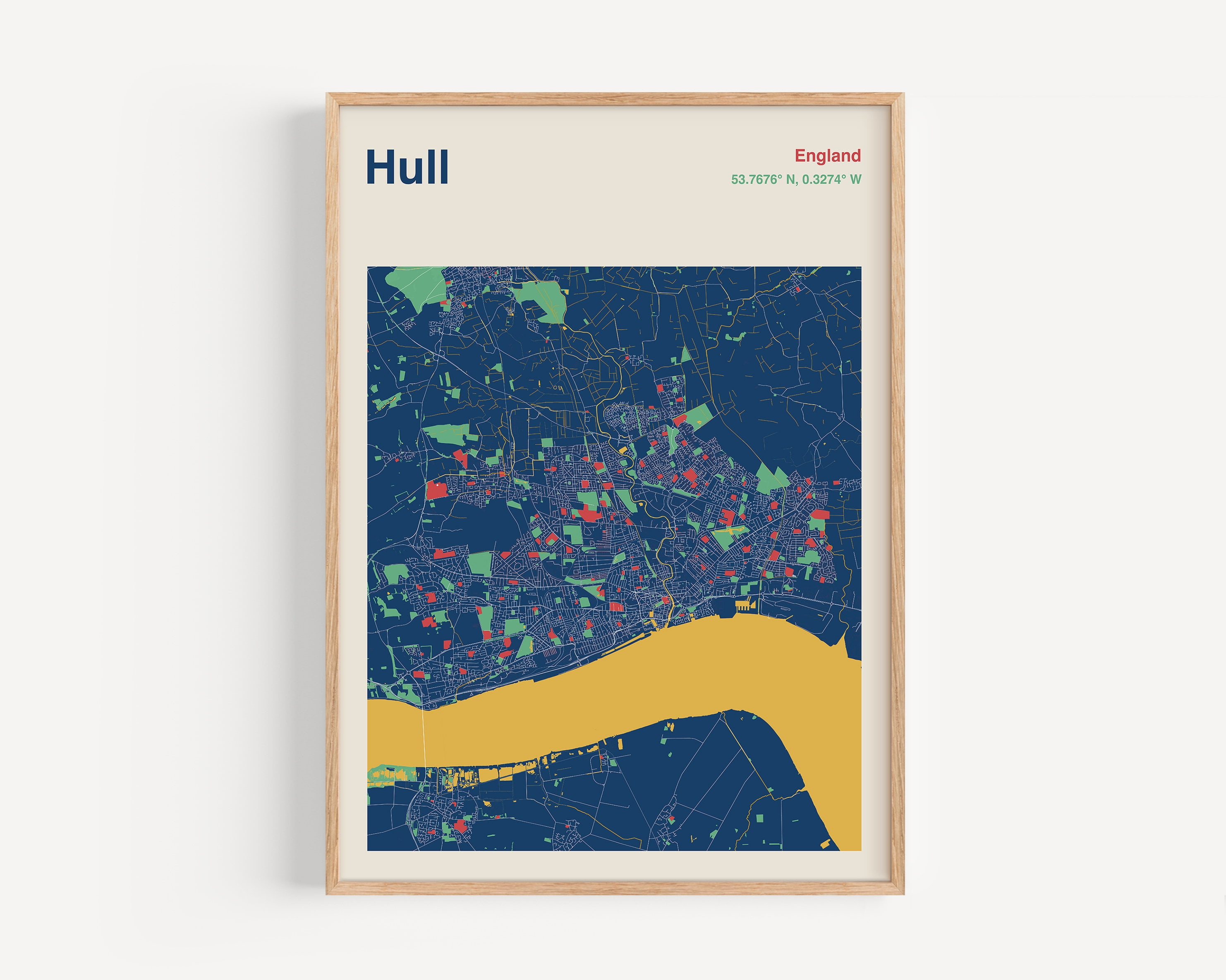 POSTER Hull City Map Print, Kingston Upon Hull Map Print, Colour Map Of ...