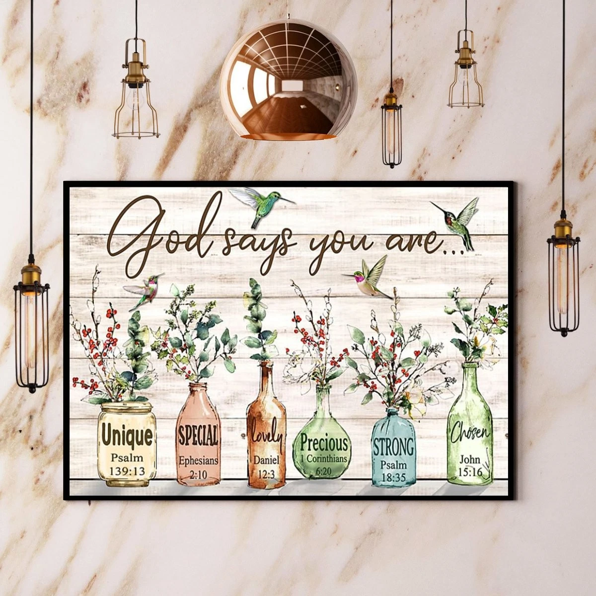 Poster Hummingbird God Says You Are Lovely Precious Strong- UNFRAMED ...