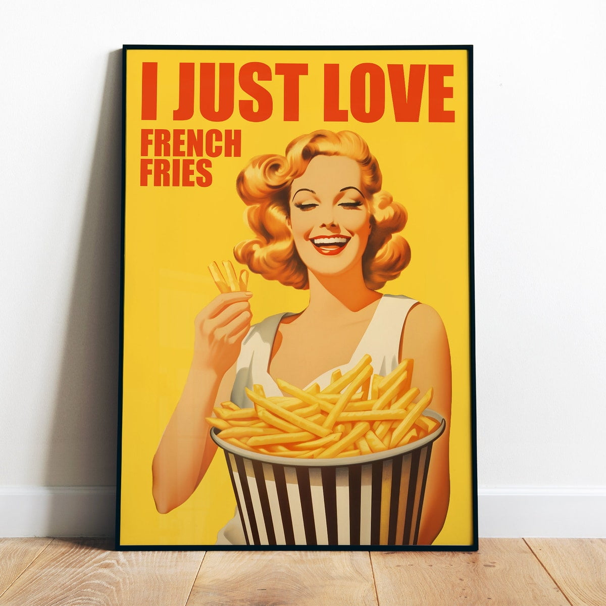 Poster I Love French Fries Poster Funny Kitchen Wall Art Fast Food ...
