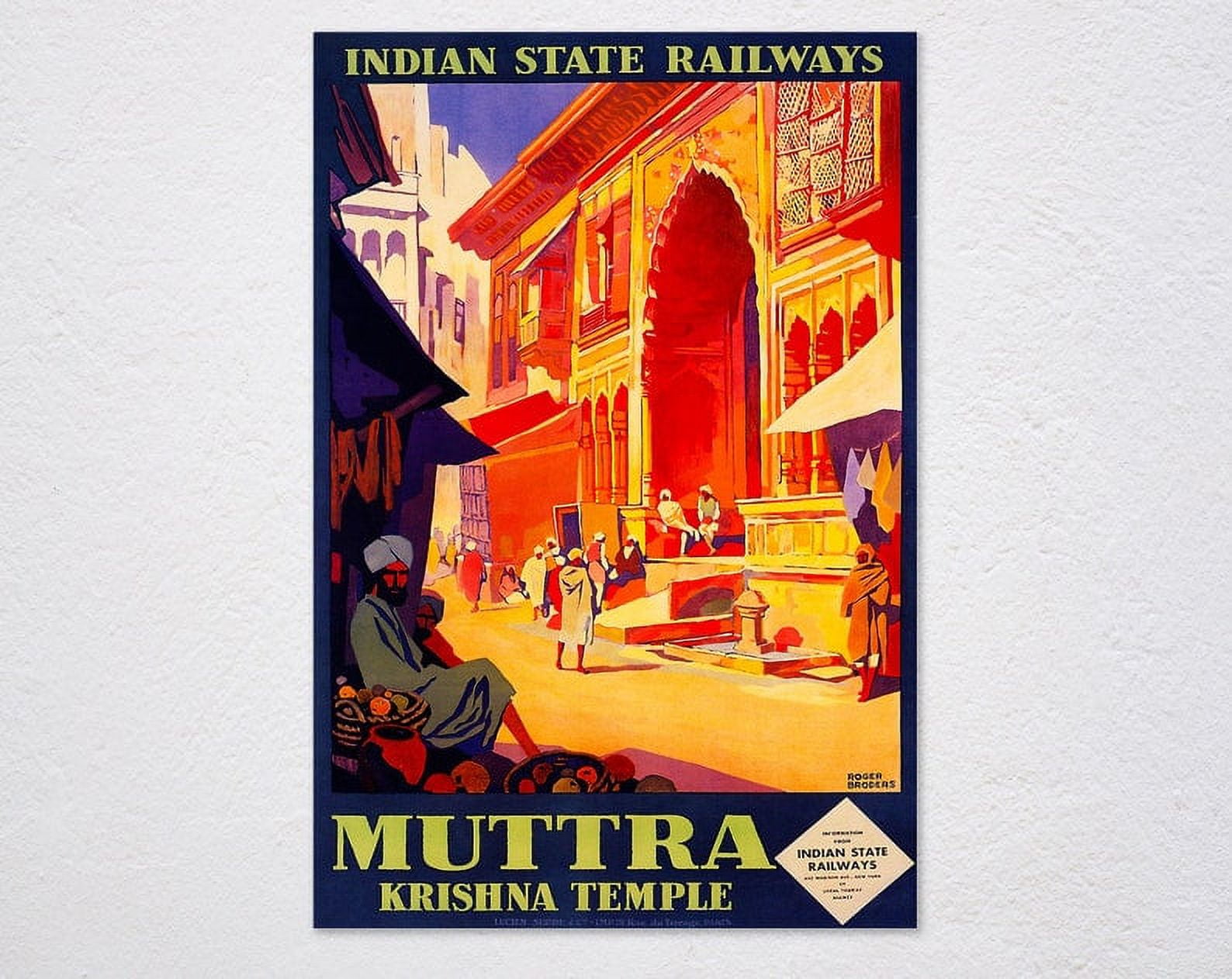 Poster India Muttra Krishna Temple Mathura Tourism Travel Vintage Retro ...