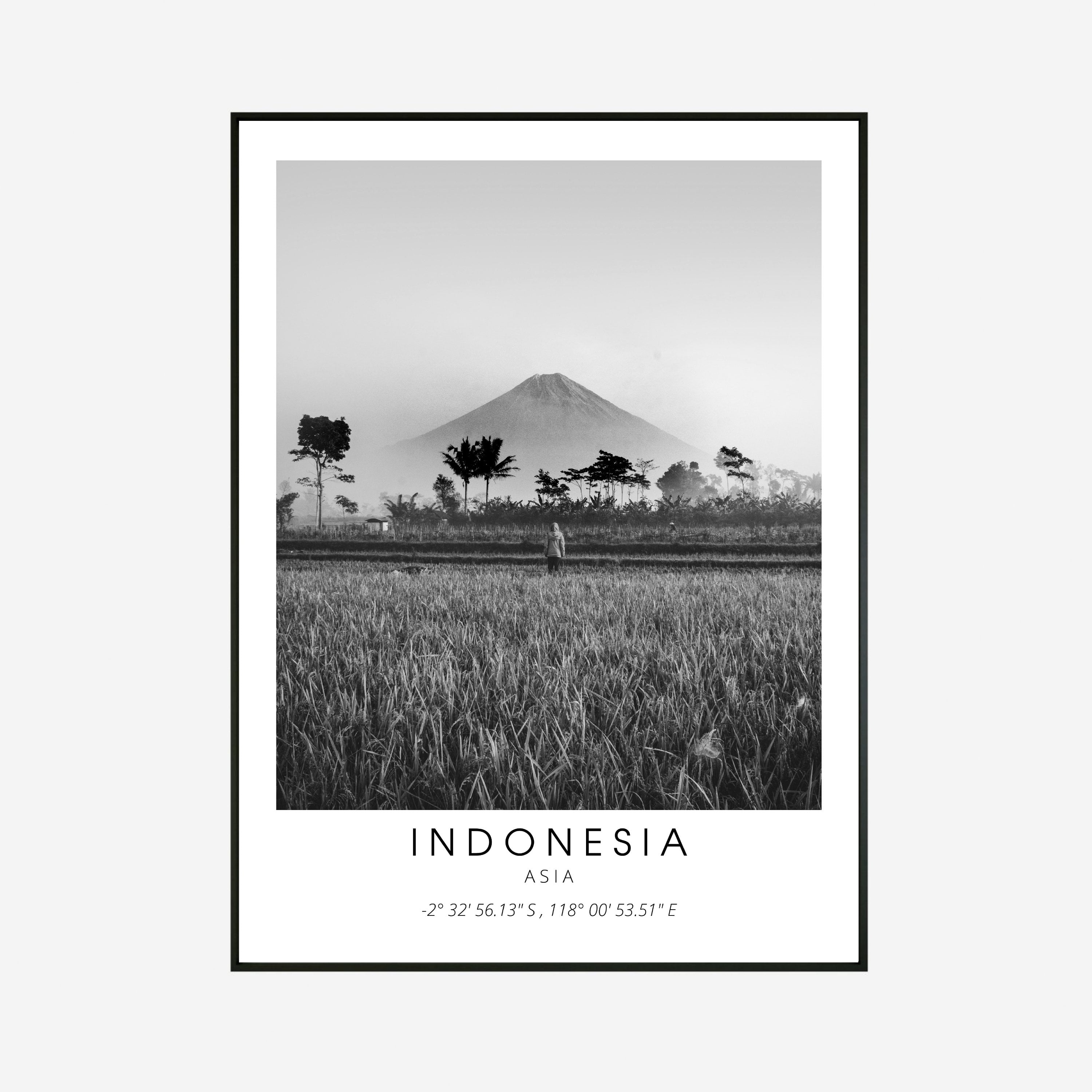 Poster Indonesia Asia Black and White Wall Art - Indonesia Home Decor ...