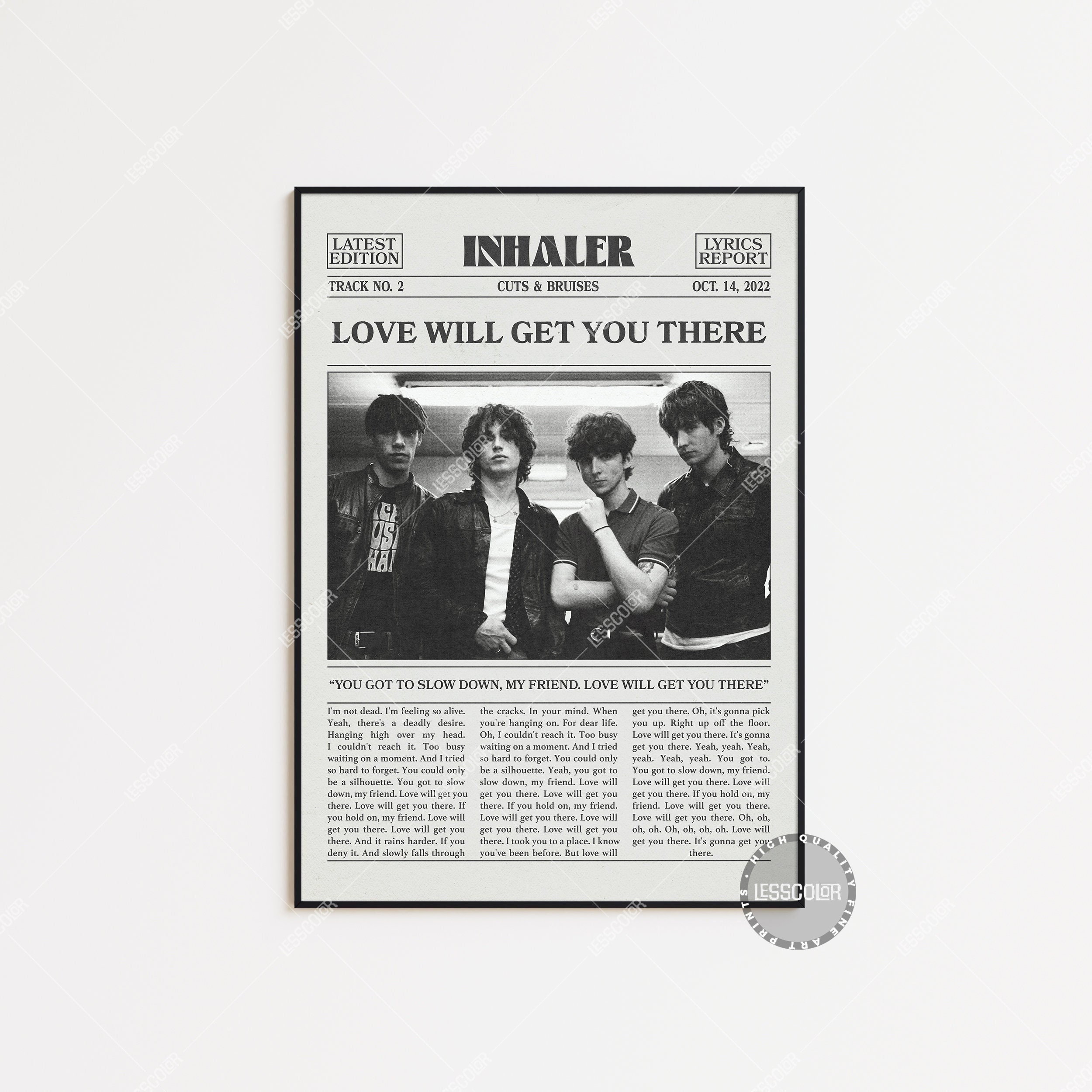 POSTER Inhaler Retro Newspaper Print, Love Will Get You There Poster ...
