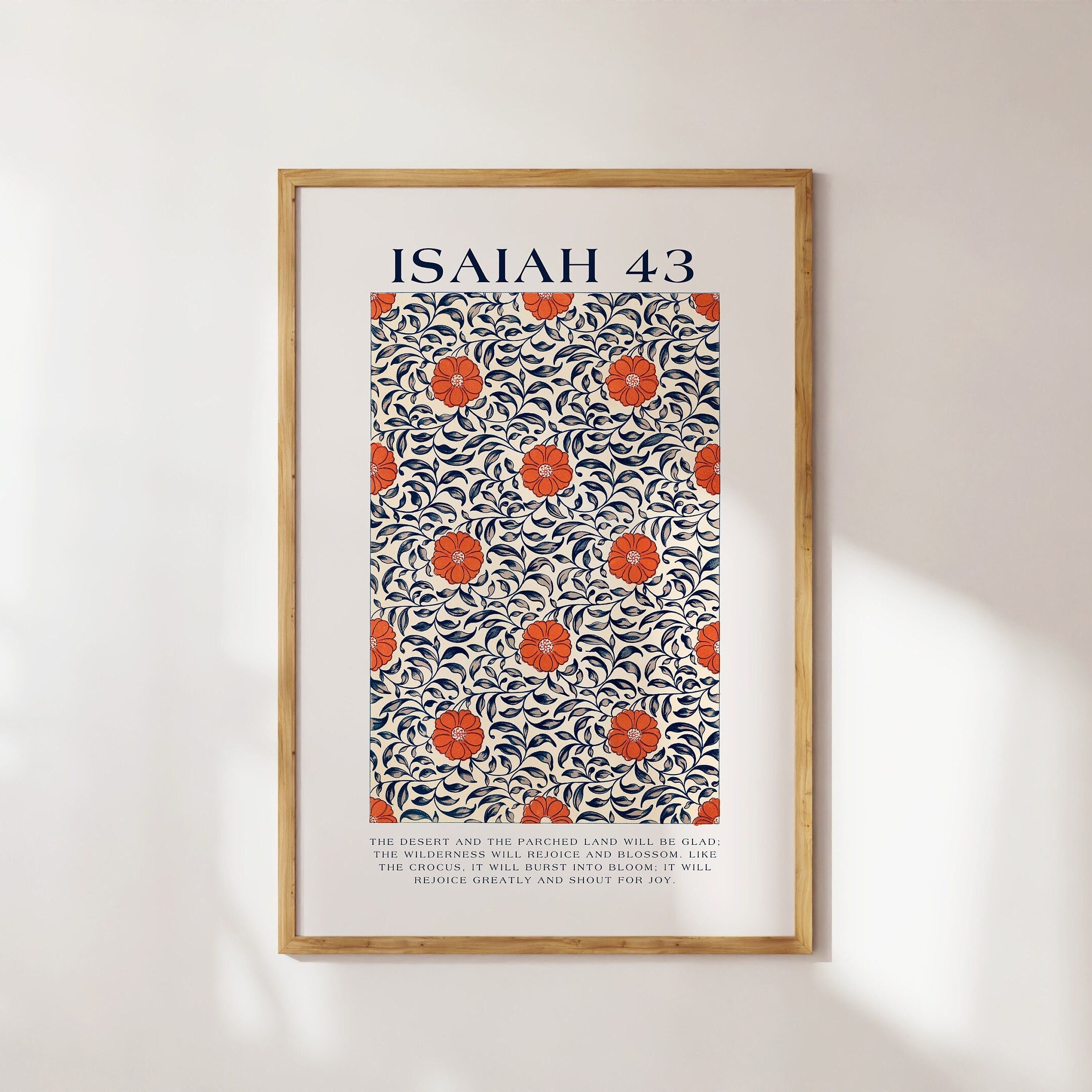 Poster Isaiah 43 Floral Pattern, Christian Wall Art, Bible Verse ...