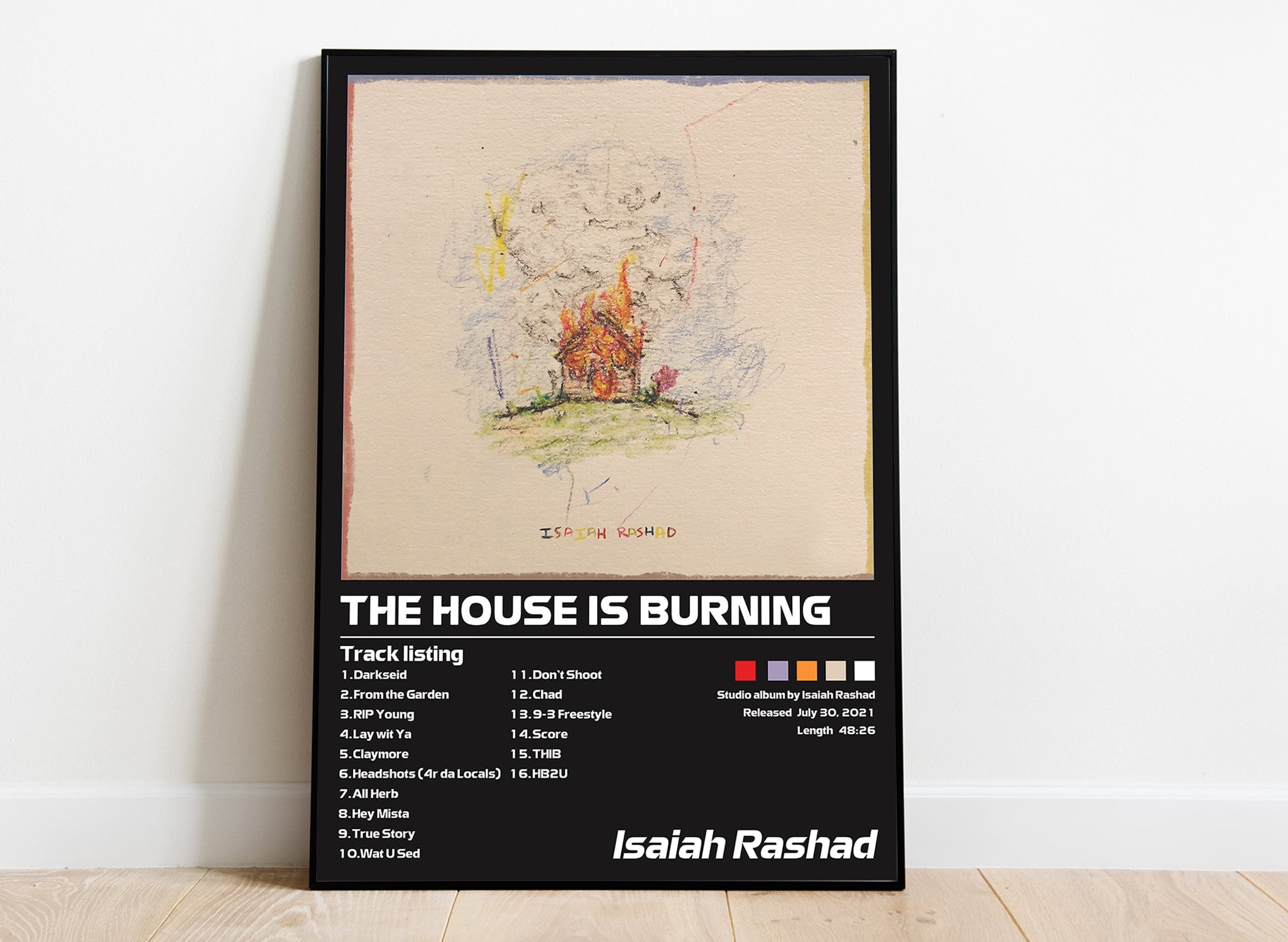 Poster Isaiah Rashad - The House is Burning | Minimalist Album Cover ...