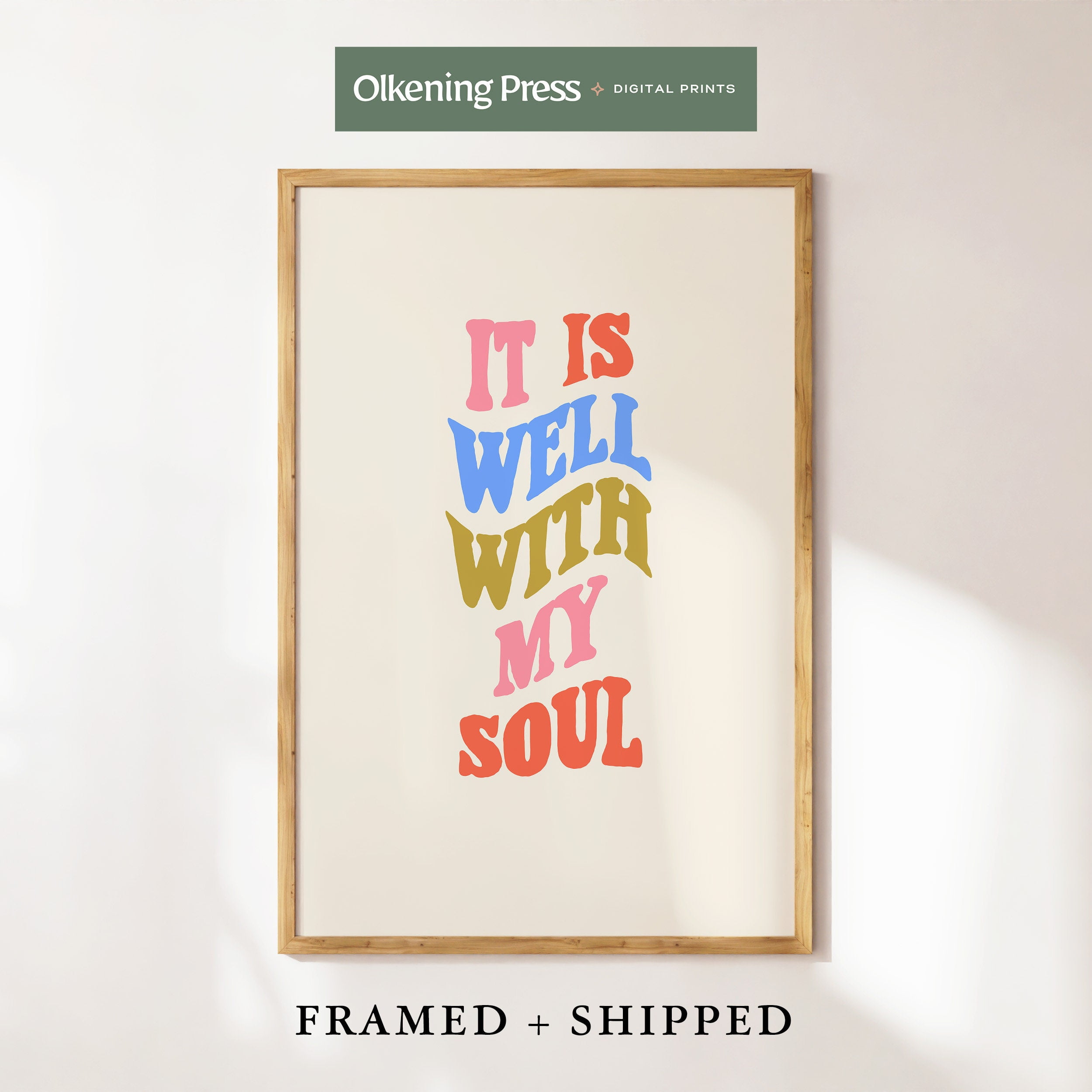 Poster It Is Well With My Soul Christian Wall Art Colorful Minimalist ...