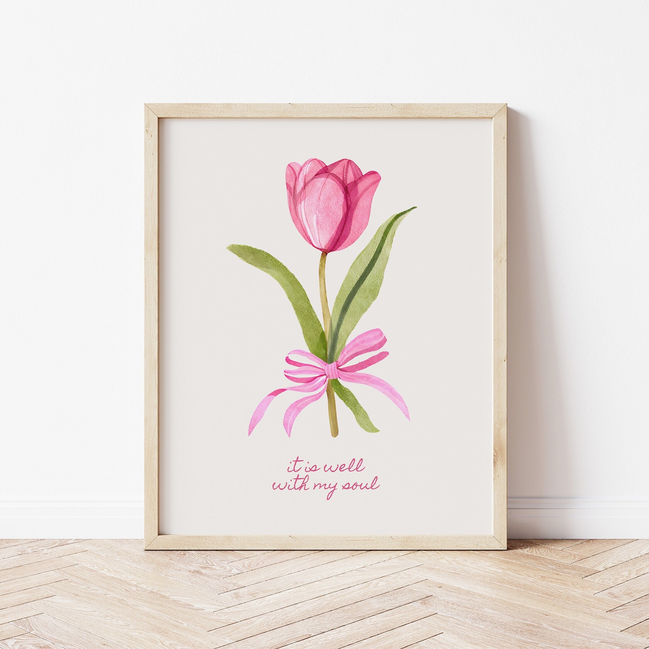 Poster It Is Well With My Soul Pink Tulips Coquette Room Decor Print ...