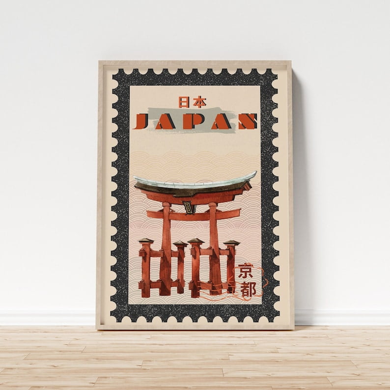 Poster Japan Travel Stamp Poster , Japanese Print, Holiday Poster ...