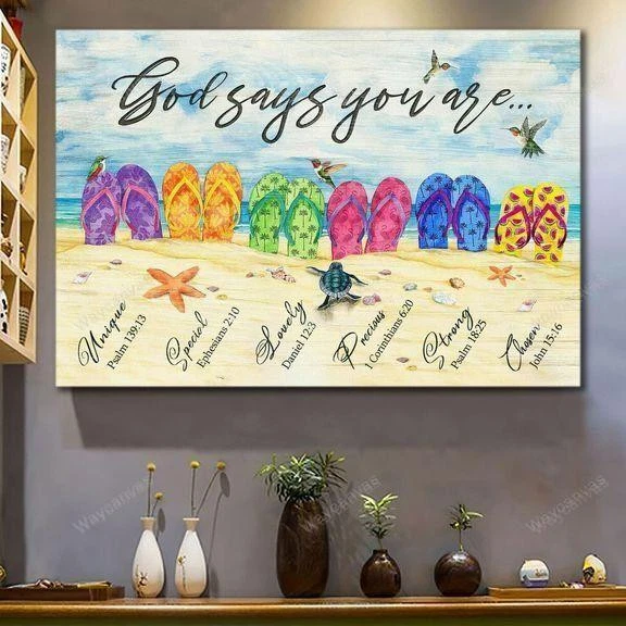 Poster Jesus And Beach - God Says You Are 2 Jesus Landscape, Print - W ...