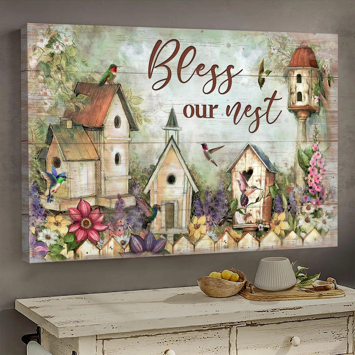 Poster Jesus - Bird Nest - Bless Our Nest - Landscape, Print - Wall Art ...