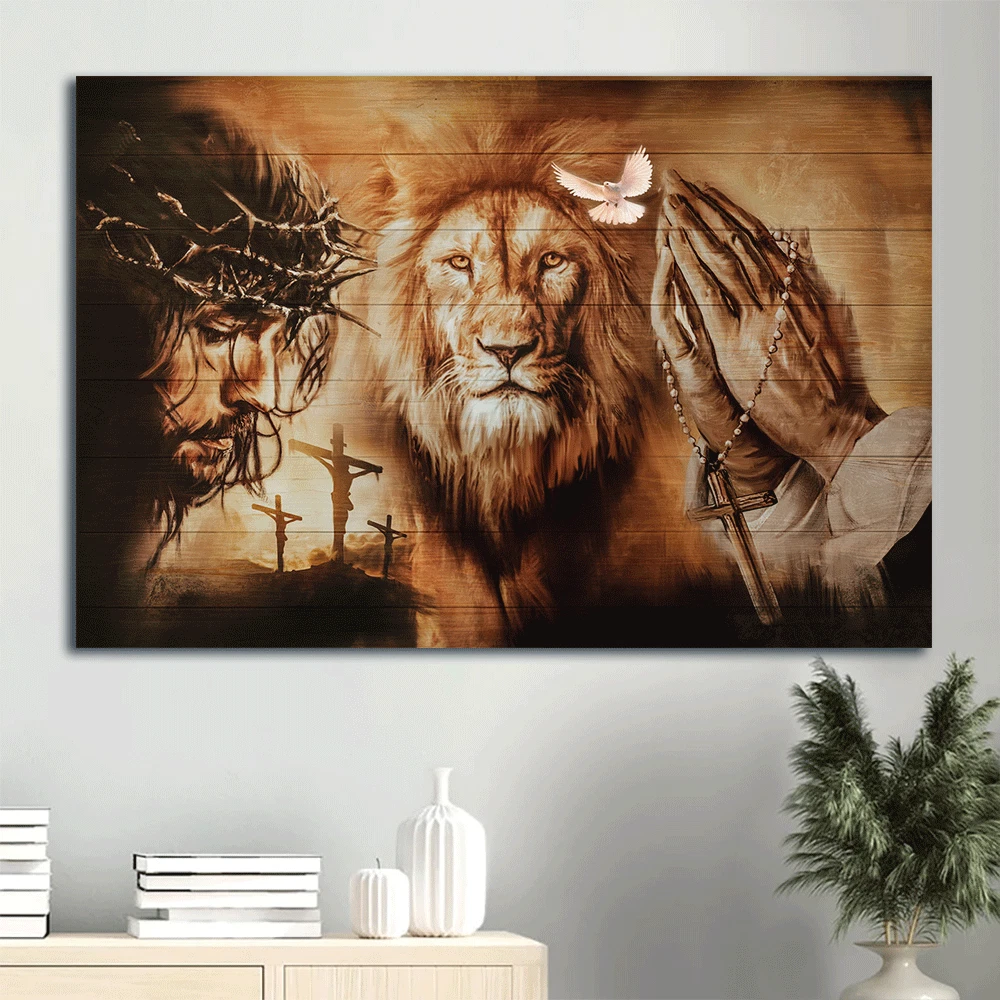 Poster Jesus Landscape- Angry Lionthe Face Of Jesusjesus On The ...