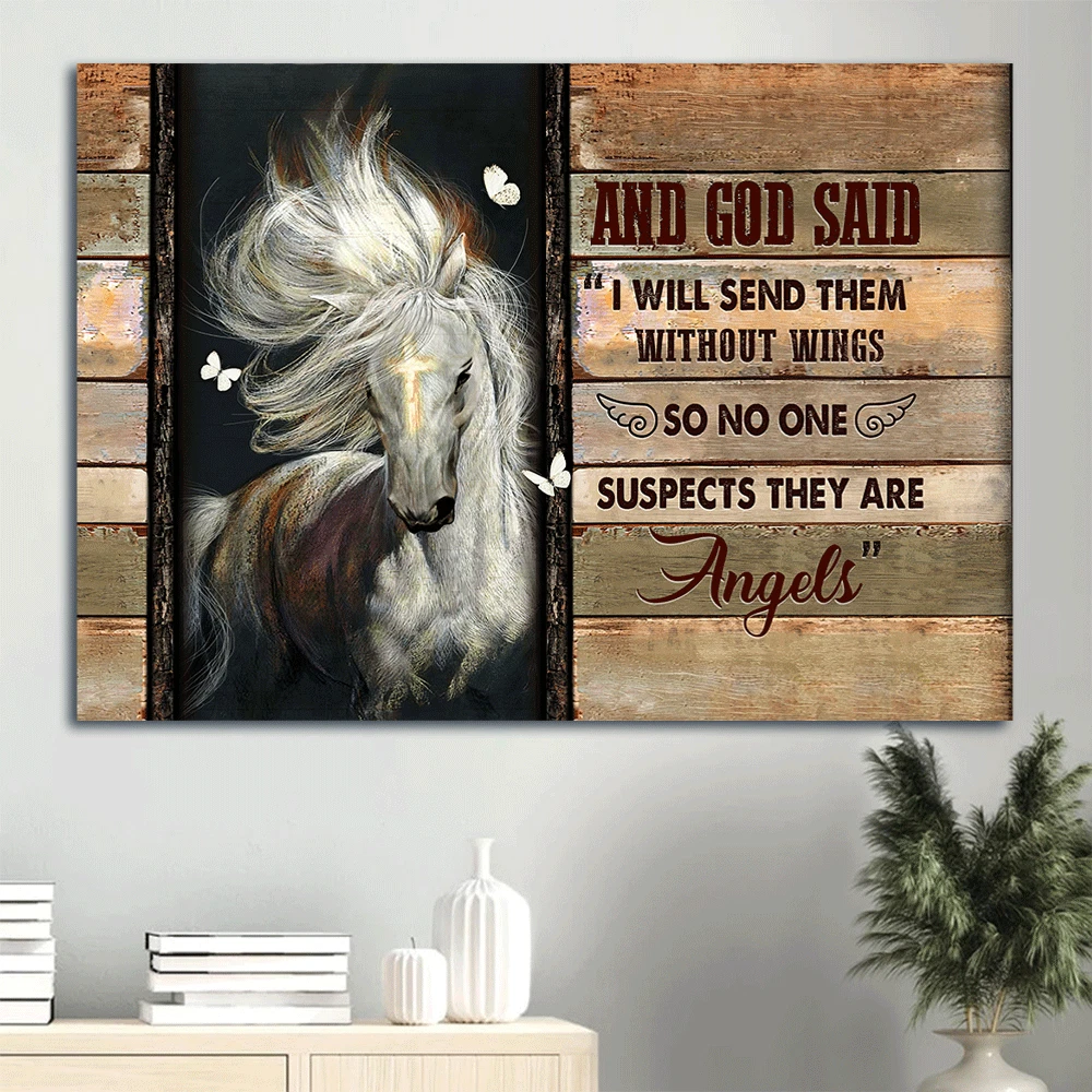 Poster Jesus Landscape- Beautiful Horsegolden Crosswhite Butterfl ...