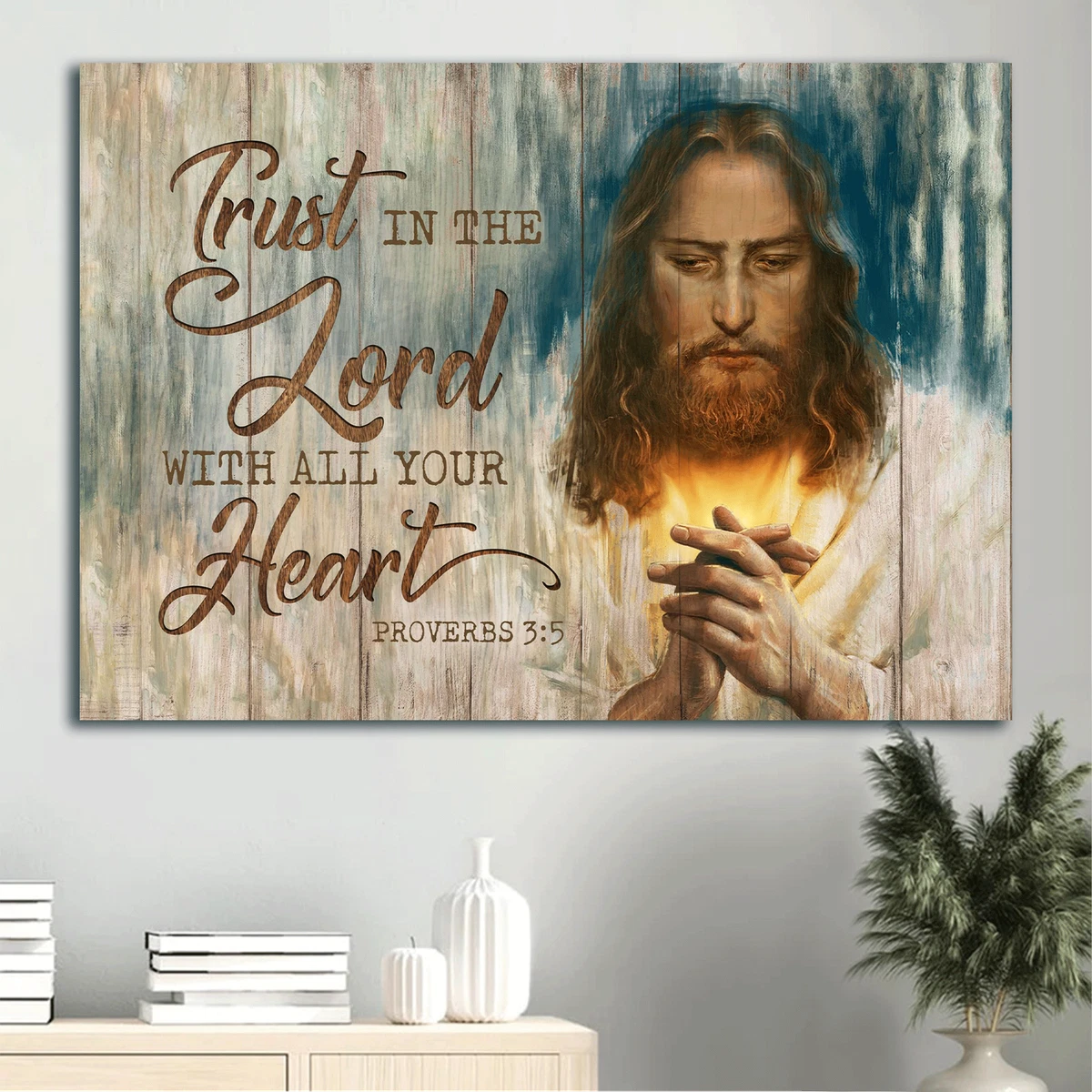 Poster Jesus Landscape, - Bible Verse, Jesus Painting, Inspirational Q ...