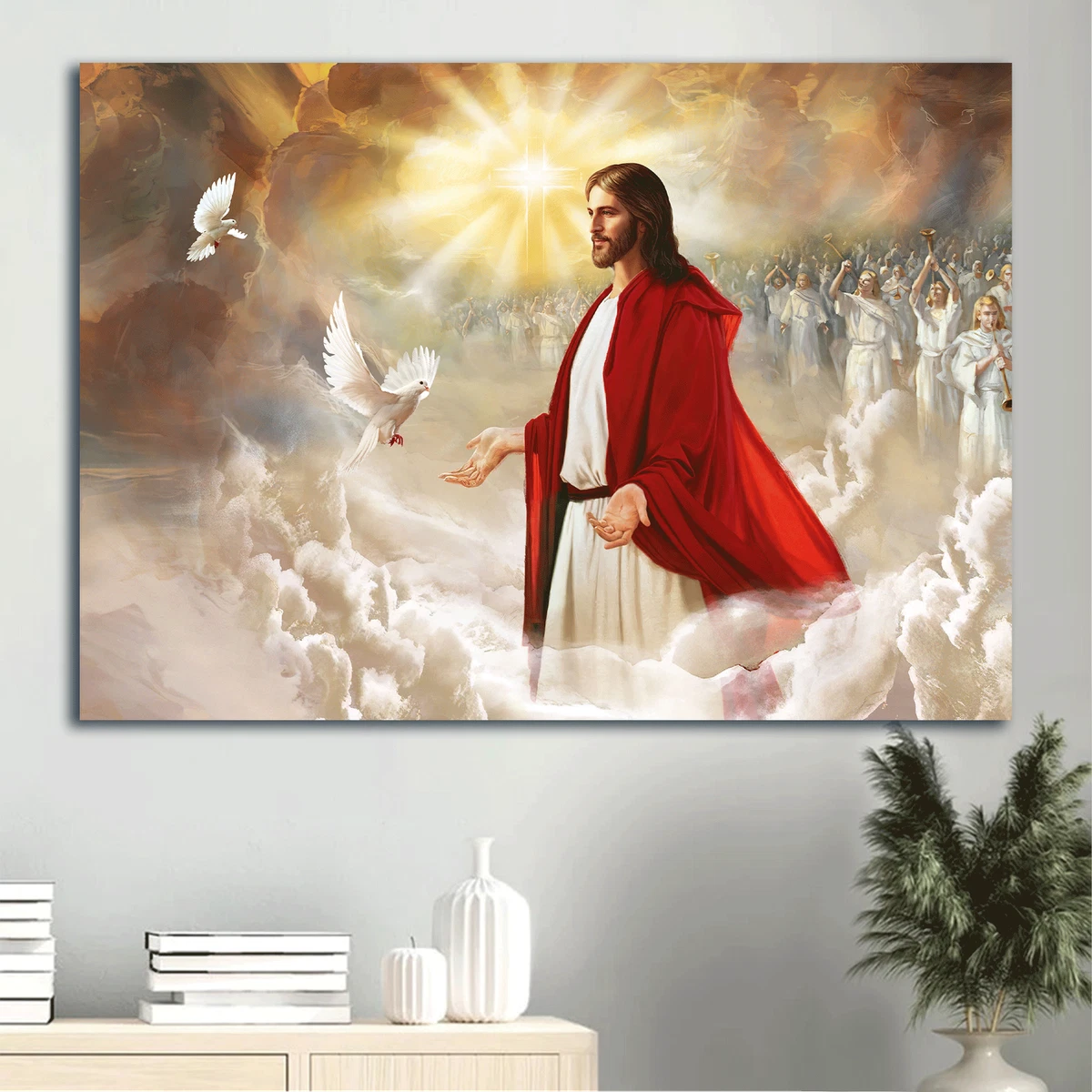 Poster Jesus Landscape, - Holy Spirit Dove, Religious Painting, God In... Wall Art, Unframed ...