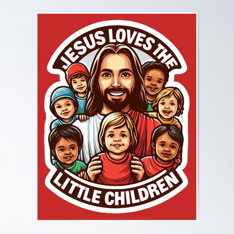 Poster Jesus Loves The Little Children Poster - No Framed, Vintage Wall ...