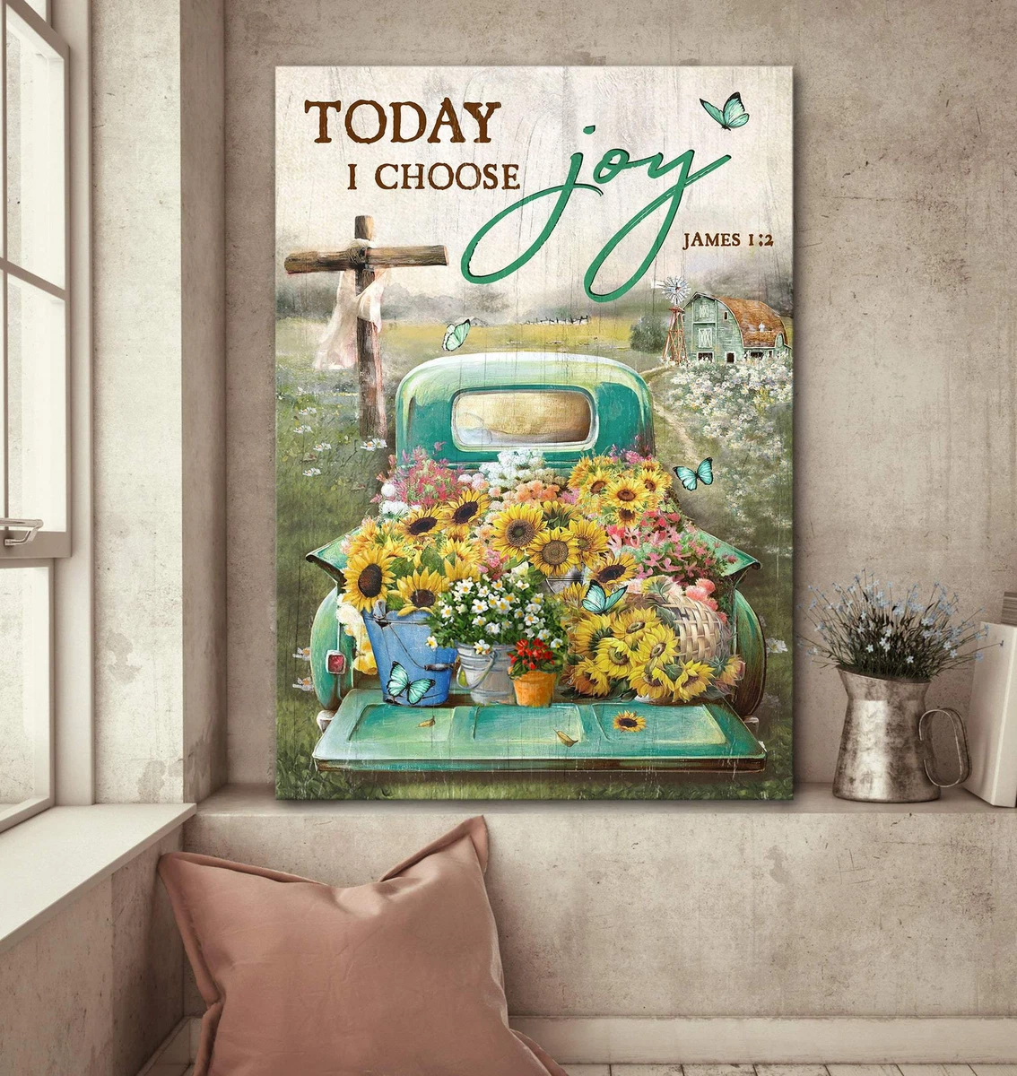 Poster Jesus - Sunflower Truck - Today I Choose Joy - Portrait, Print ...