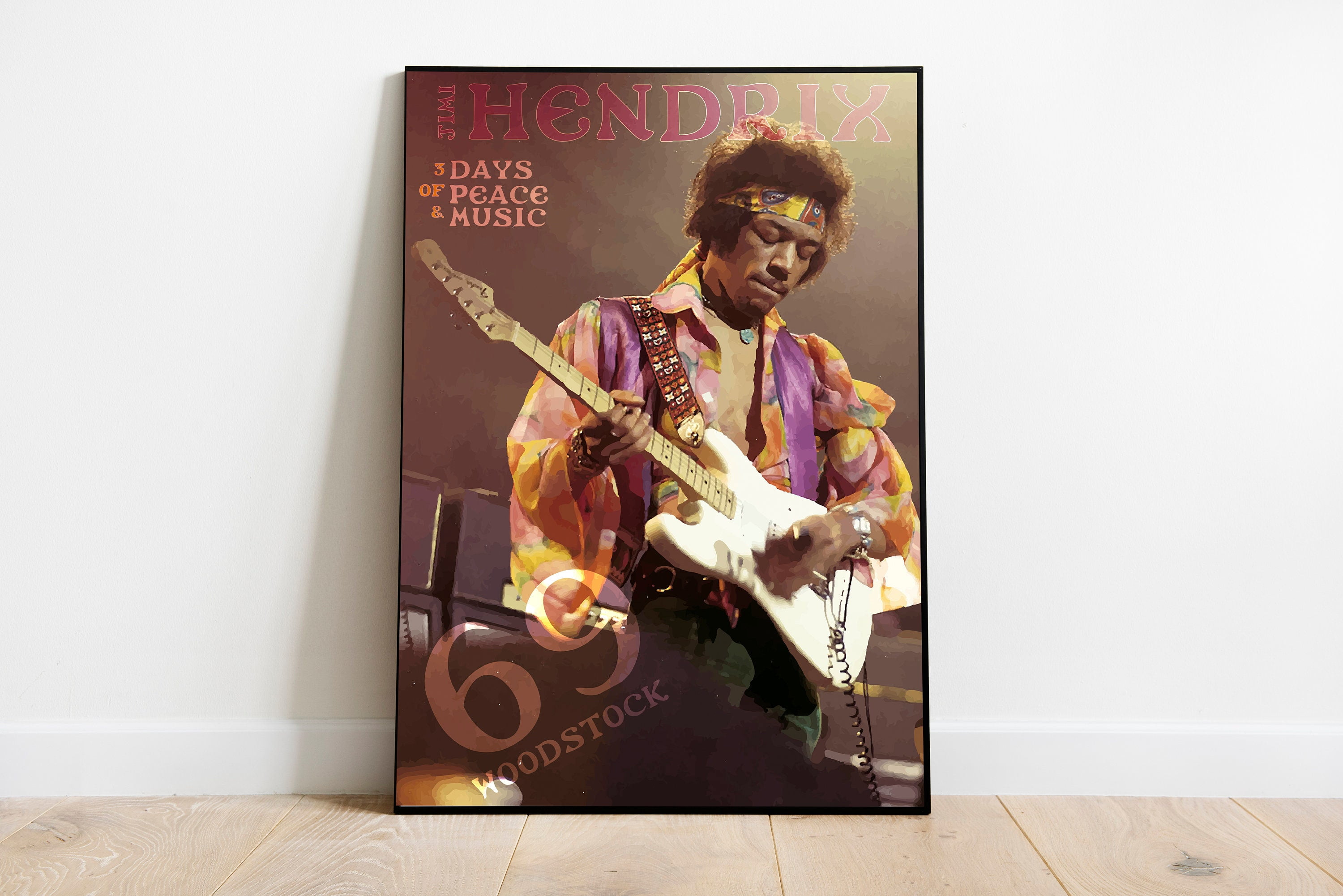 Poster Jimi Hendrix Inspired Woodstock Concert 1969 Vector Poster ...