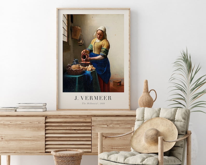 Poster Johannes Vermeer, The Milkmaid, Gallery Wall Art, Johannes ...