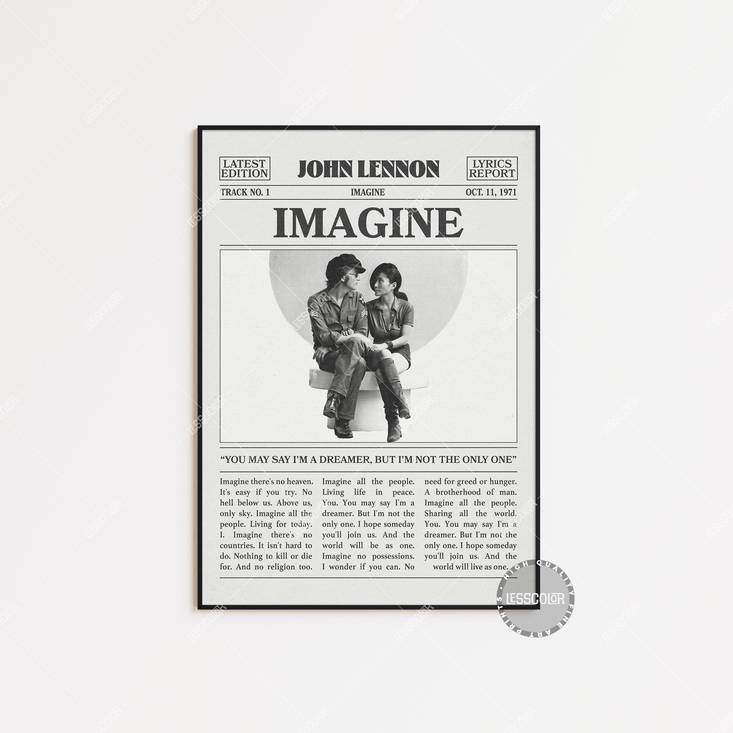 Josecarlos Poster John Lennon Retro Newspaper Print, Imagine Poster ...