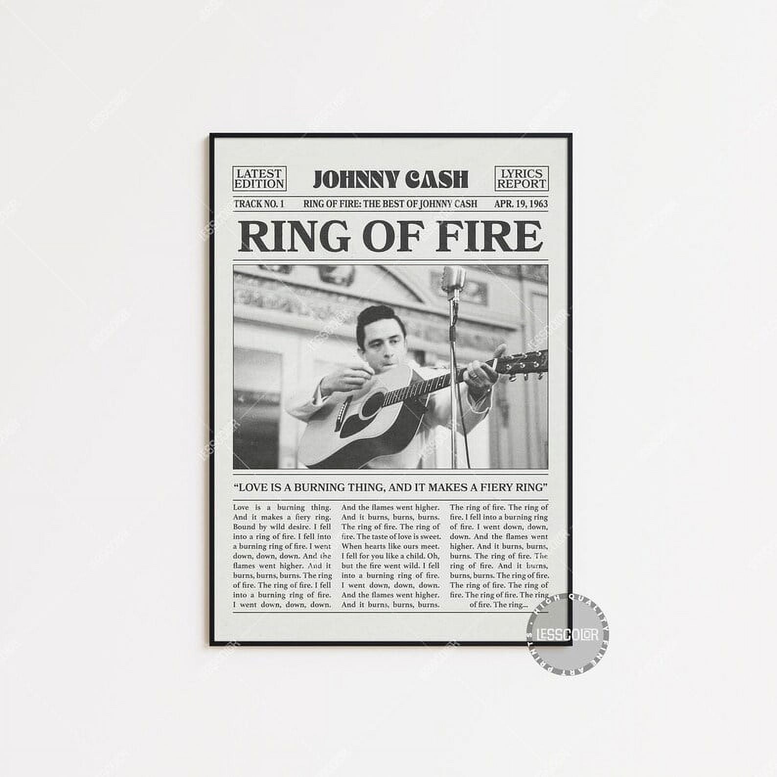 POSTER Johnny Cash Retro Newspaper Print, Ring of Fire Poster, Ring of ...