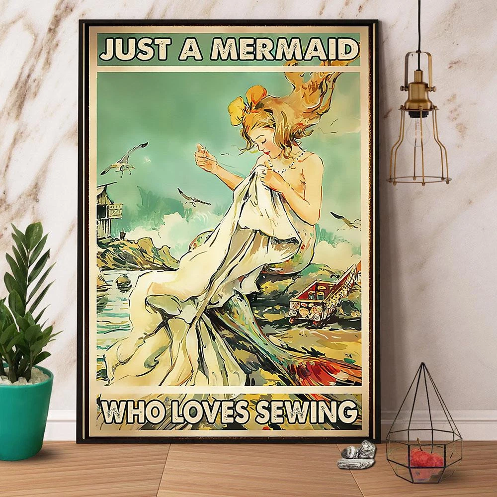 Poster Just A Mermaid Who Loves Sewing Paper No Frame Matte Wall Art D ...