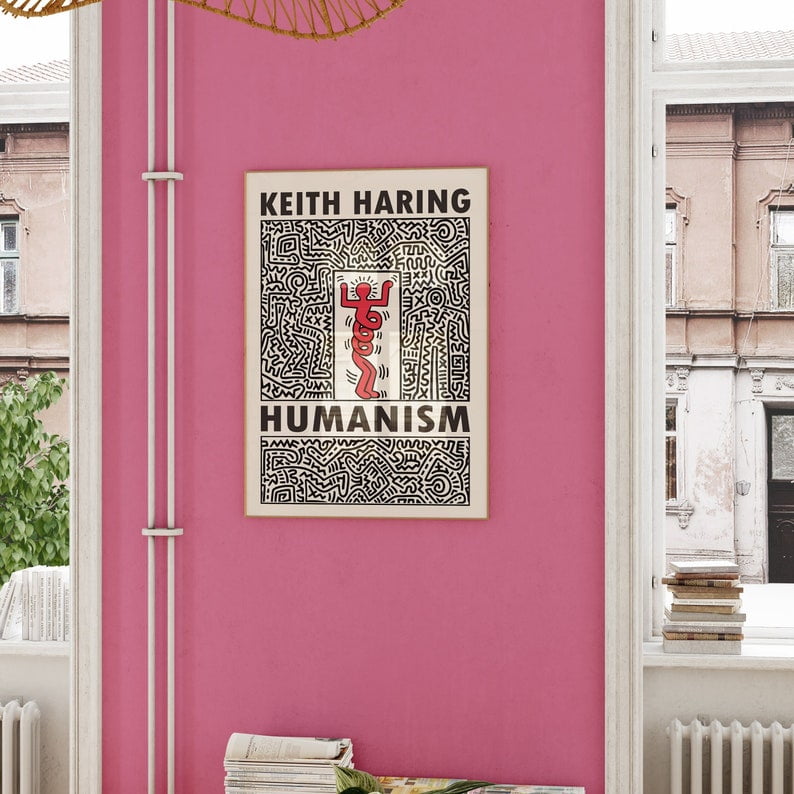 Poster Keith Haring Print, Off White Beige Wall Art Prints, Gallery Art ...