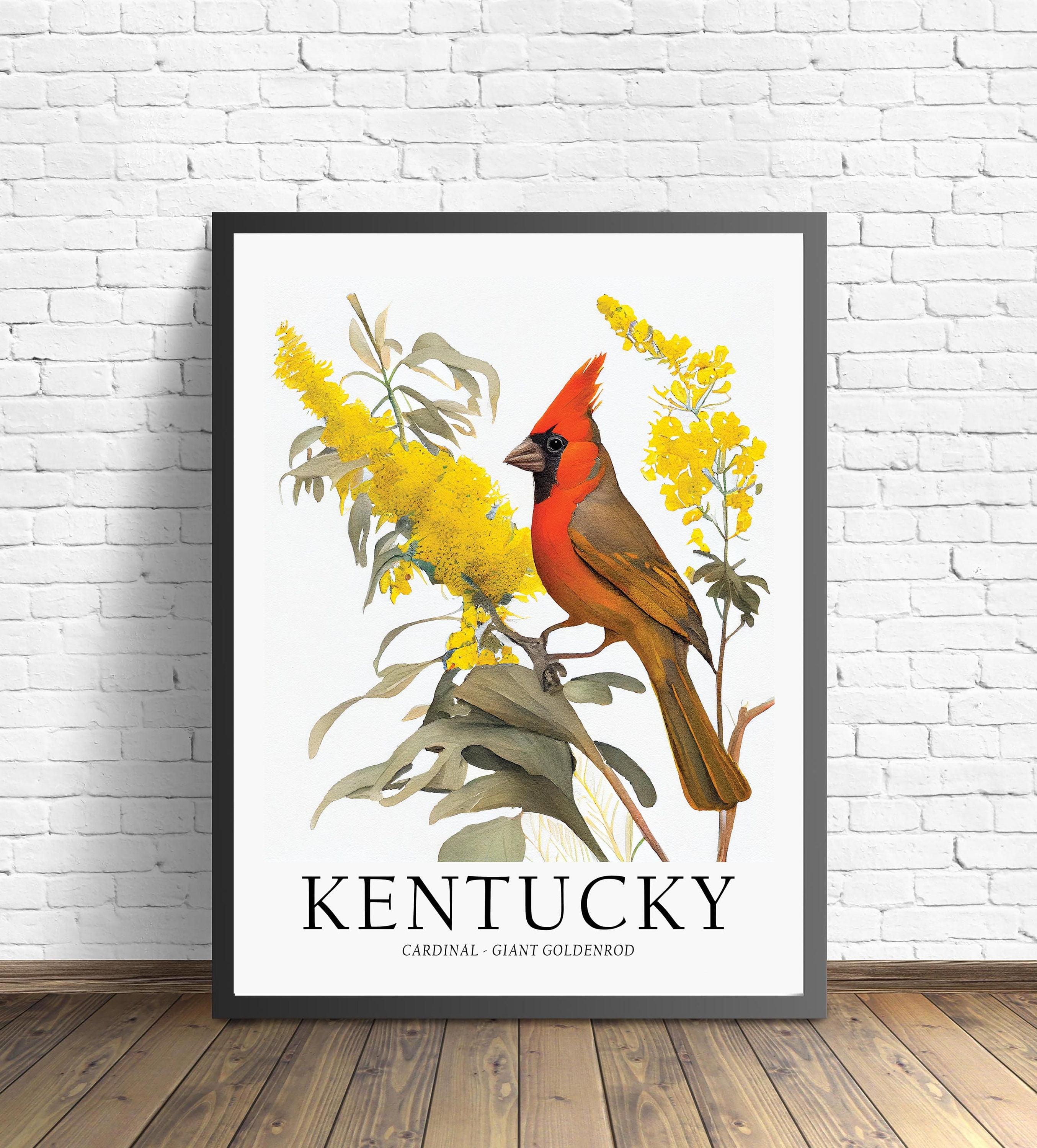 Poster Kentucky State Bird Art Print, Kentucky State Flower, Kentucky ...