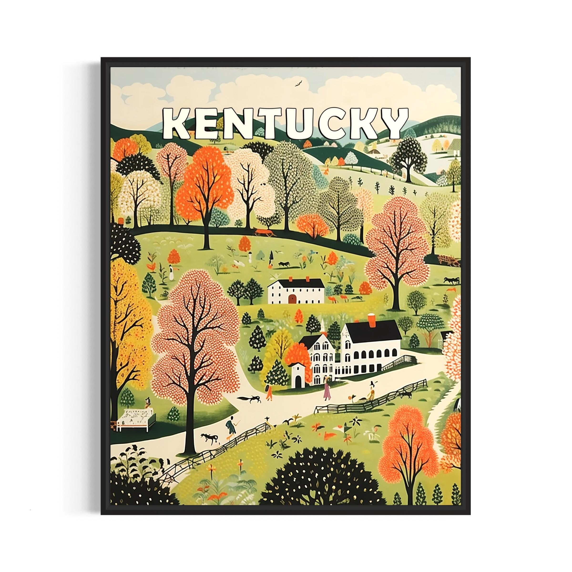 Poster Kentucky and Motto Landscape Scenery Poster Art Print, American ...