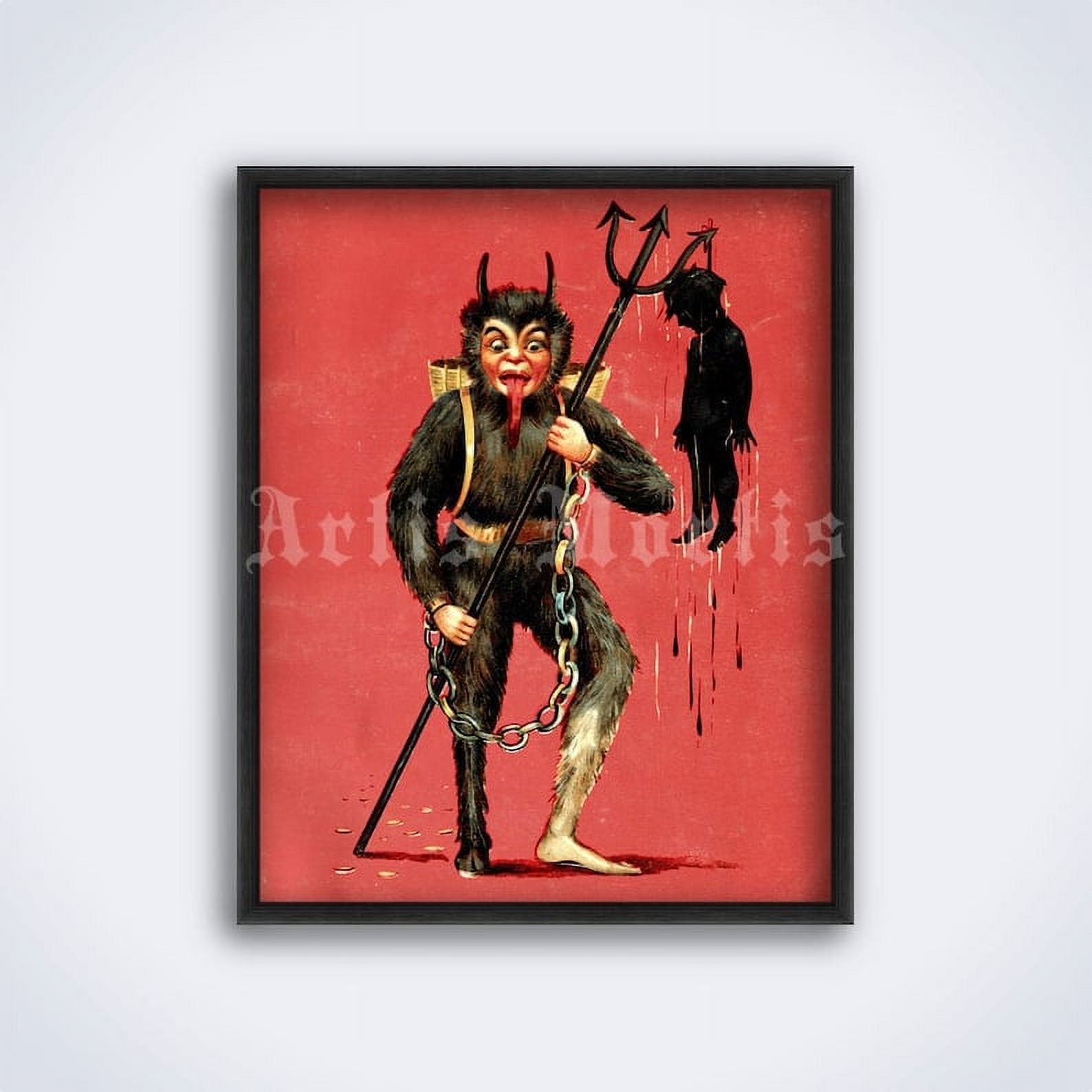 Poster Krampus and child, Gruss Vom Krampus art, Christmas Devil, Demon ...