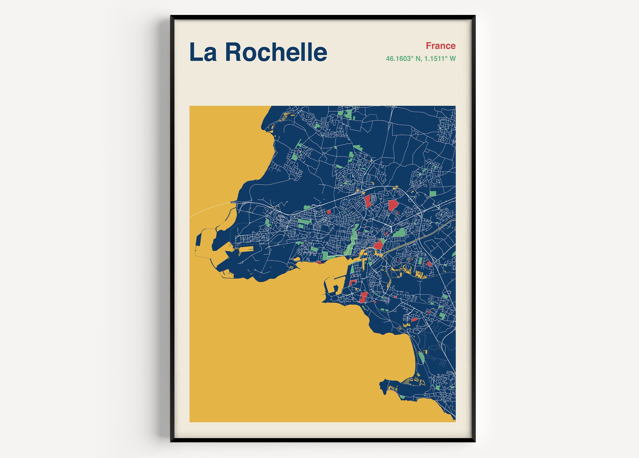 POSTER La Rochelle Map Print, Map of La Rochelle, La Rochelle Map ...