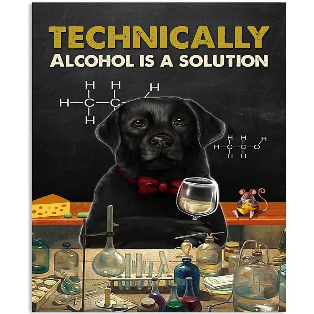 Poster Labrador Retriever, Alcohol Is A Solution, Funny Dog Wall Art ...