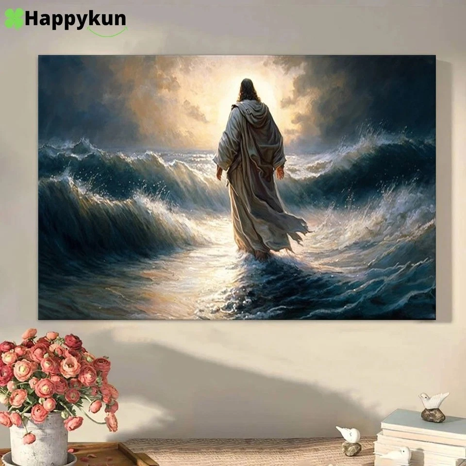 Poster Large Jesus Walking On Water - Jesus Christ Picture - Christian ...