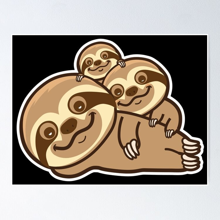 Poster Lazy Sloths! Poster - No Framed, Vintage Wall Art, Hot Trend ...