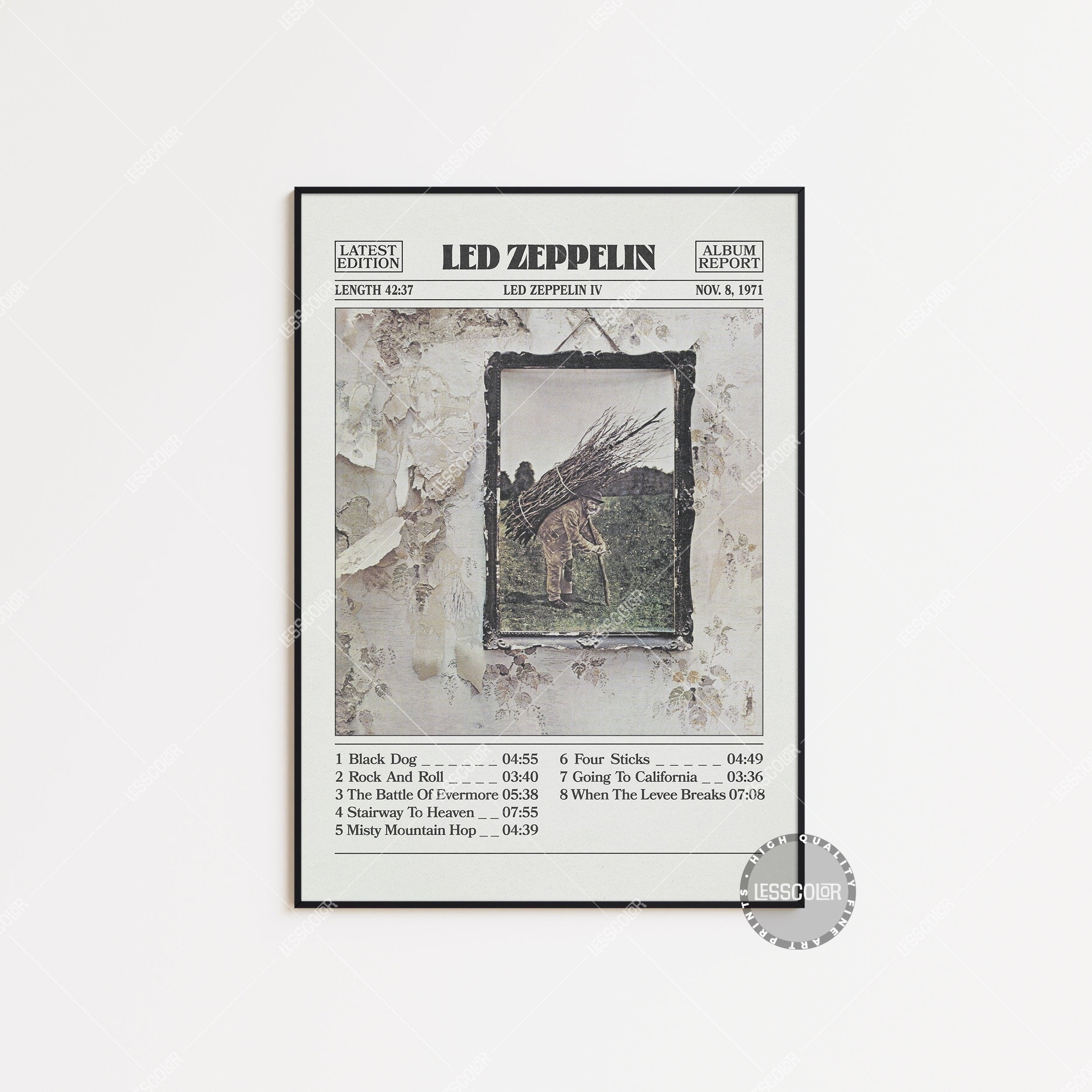 POSTER Led Zeppelin Retro Newspaper Print, Led Zeppelin IV Poster, Led ...
