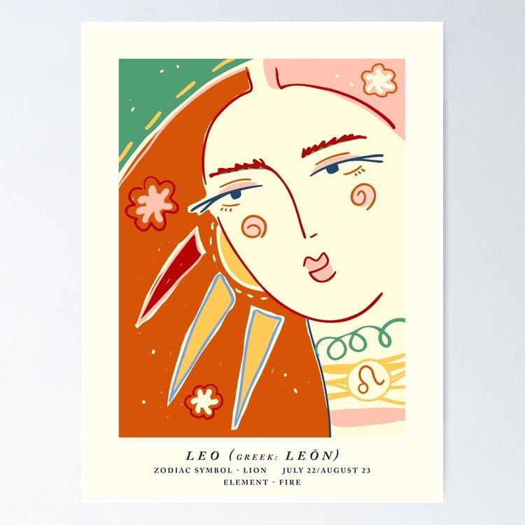 Poster Leo Zodiac sign, Lion, Museum, Horoscope, Astrology, Abstract ...