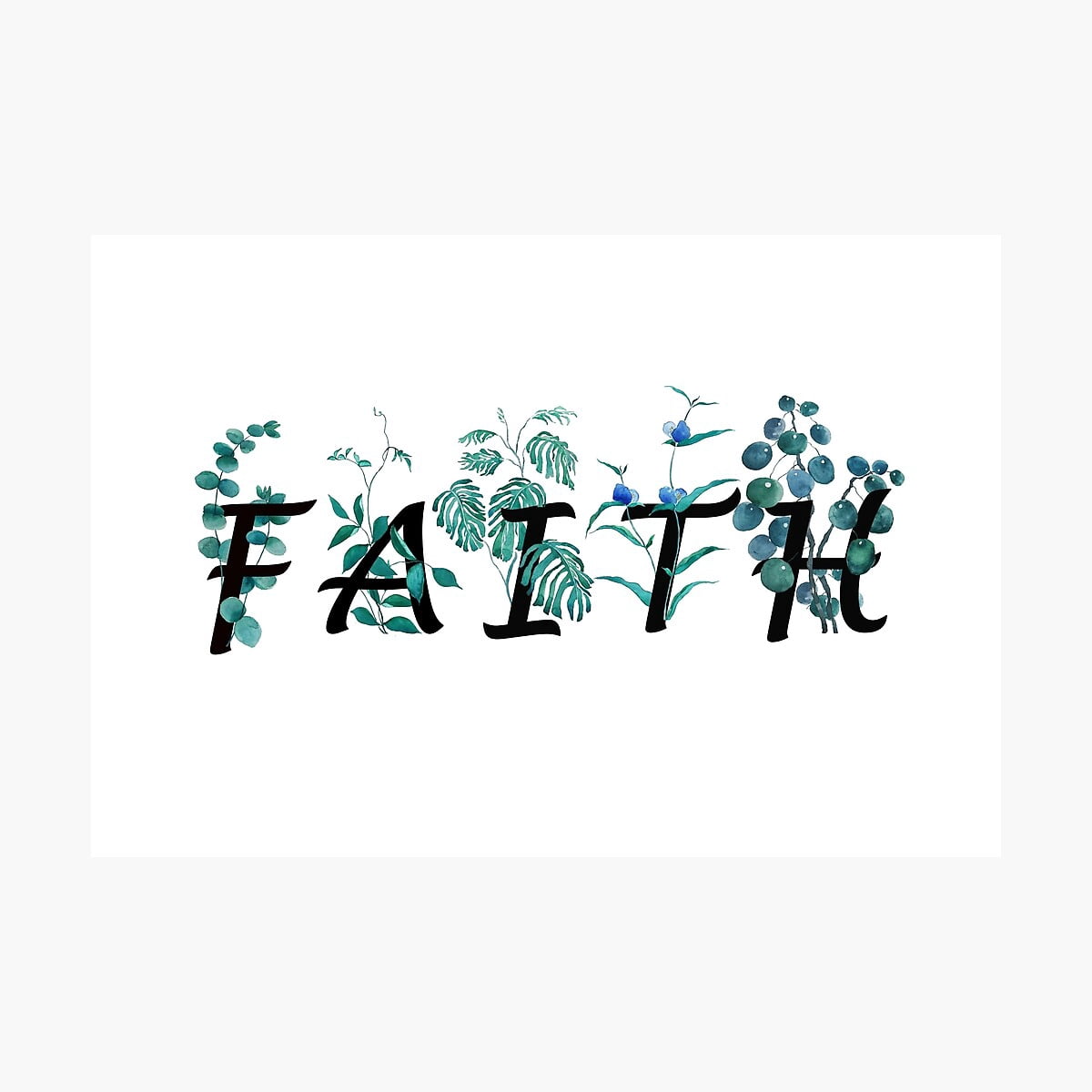 Poster Letter Faith Calligraphy Poster No Framed, 12x18 - Walmart.com
