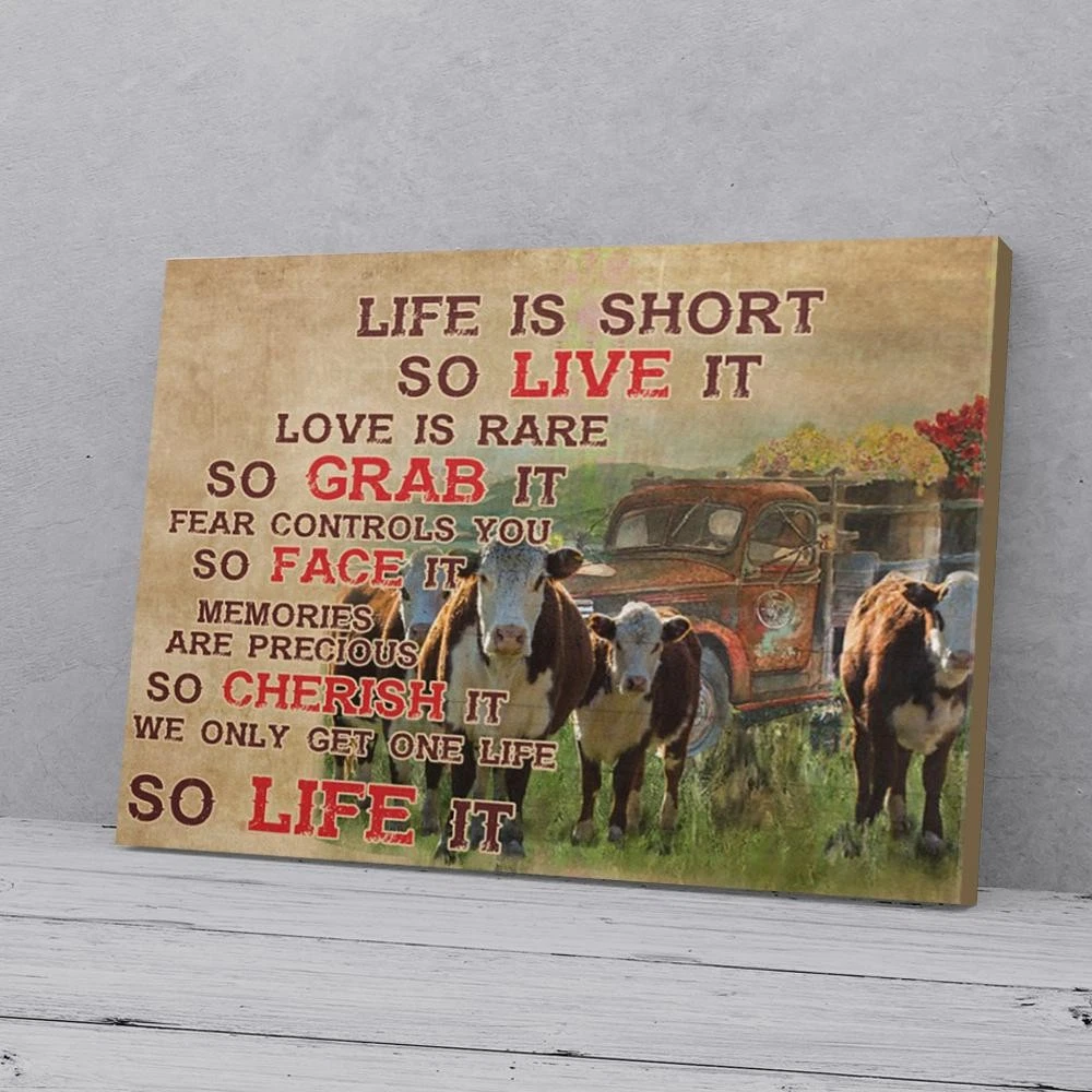 Poster Life Is Short So Live It Cow - UNFRAMED Poster Prints, Wall Art ...